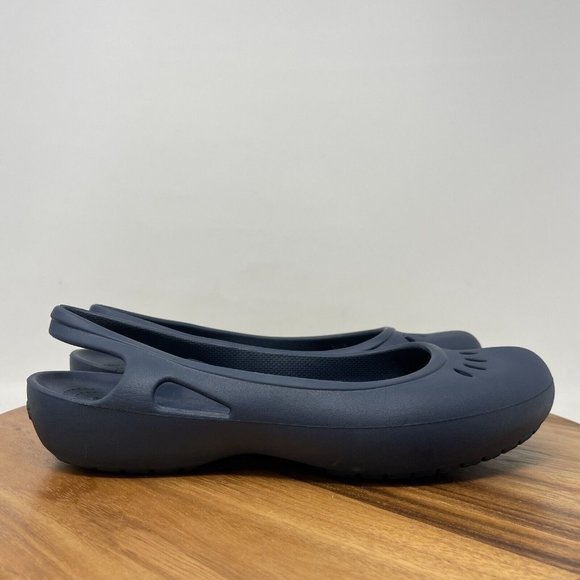 CROCS | Shoes | Crocs Kadee Slingback Flats Womens Size 1 Navy Blue ...